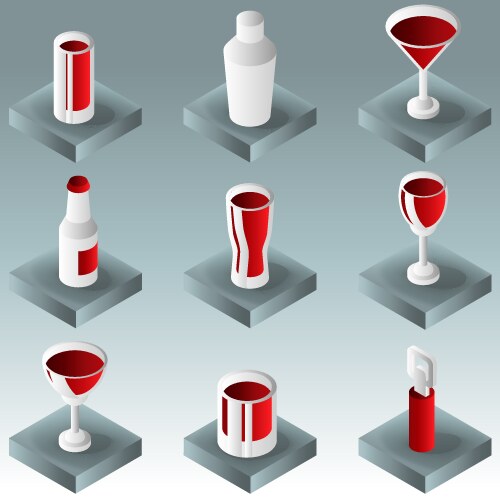 Laboratory color outline isometric icons Vector Image