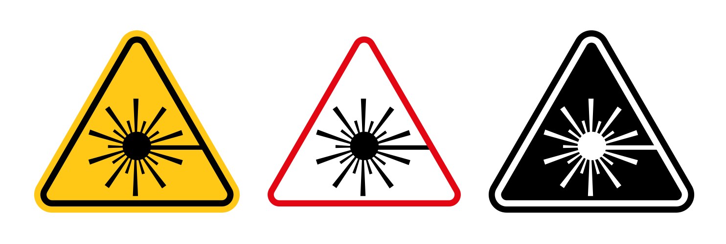 Laser warning icon set notice for areas with Vector Image