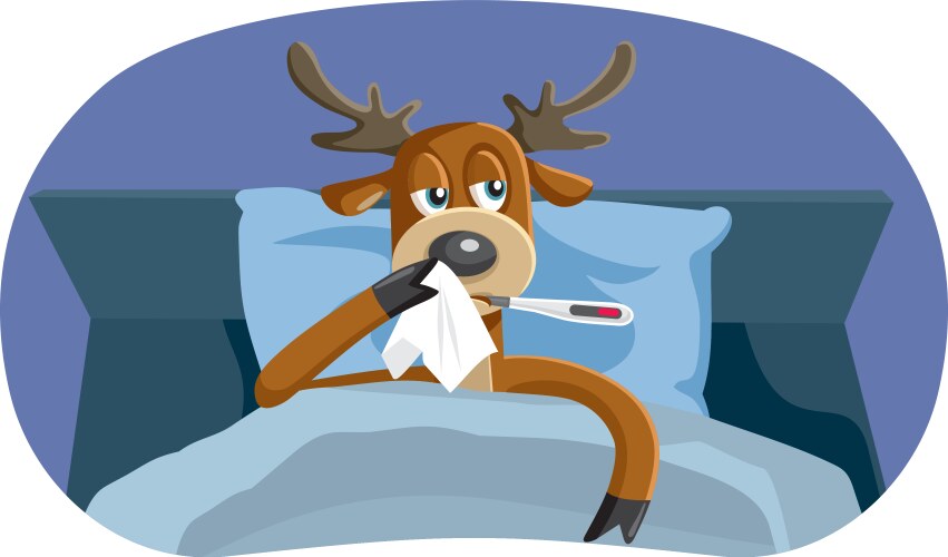 Happy reindeer playing the ukulele singing loud Vector Image