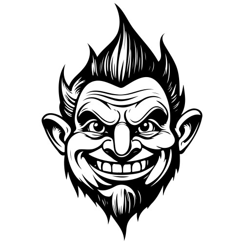 Line troll face drawing realistic outline Vector Image