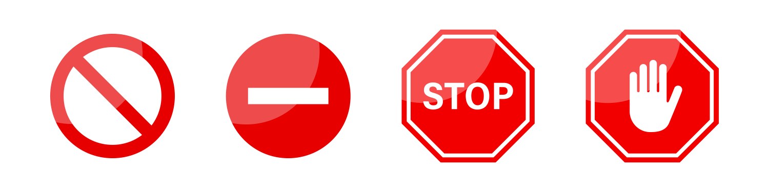 No sign or stop red mark isolated warning symbol Vector Image