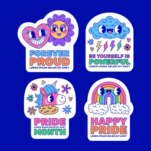 Hand drawn pride month labels collection Vector Image