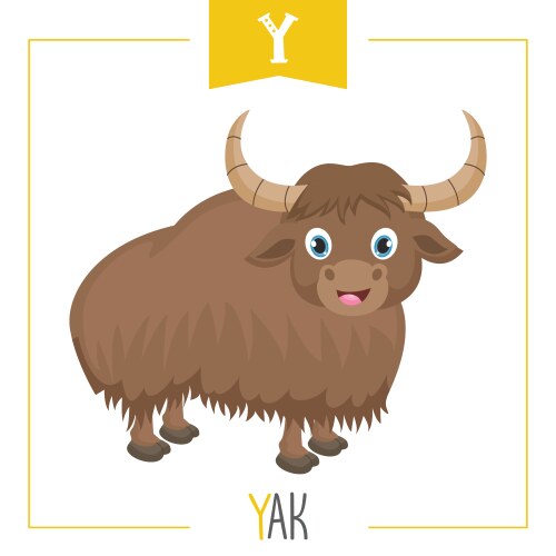 Alphabet letter y and yak Royalty Free Vector Image