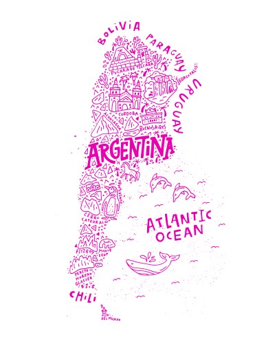 Cartoon map of argentina Royalty Free Vector Image