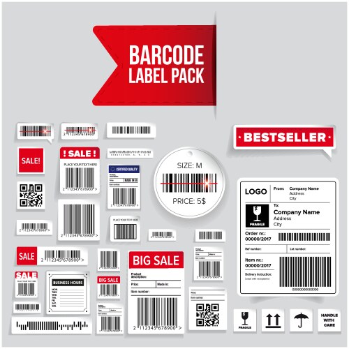Shipping barcode label sticker template Royalty Free Vector