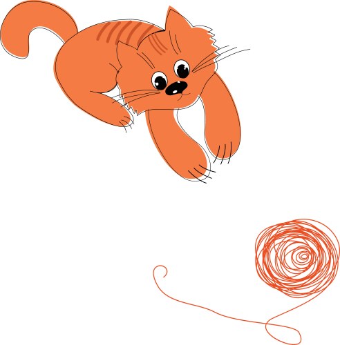 Kitten with wool ball Royalty Free Vector Image