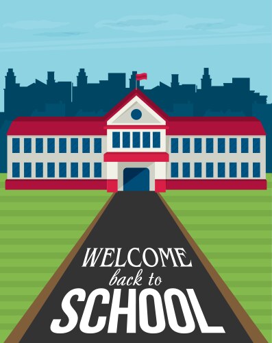 Flat school building for back Royalty Free Vector Image