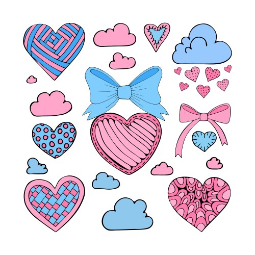 Valentine doodles set Royalty Free Vector Image