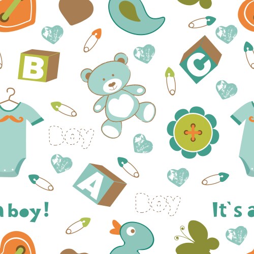 Scrapbook baby boy set Royalty Free Vector Image