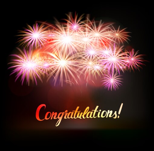 Congratulations word with fireworks Royalty Free Vector