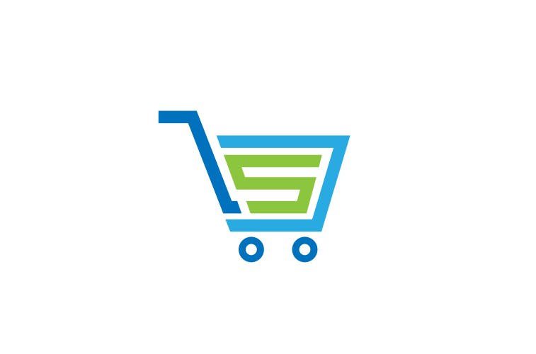 Creative black shopping cart logo Royalty Free Vector Image