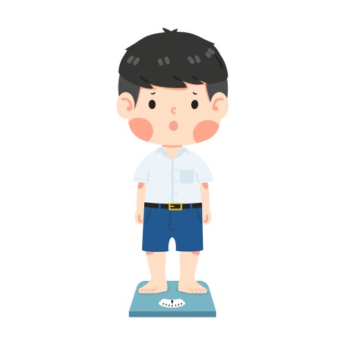 Kid student girl use weight scale Royalty Free Vector Image