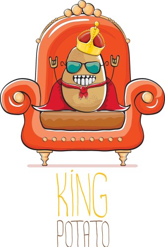Funny cartoon cute brown smiling king Royalty Free Vector