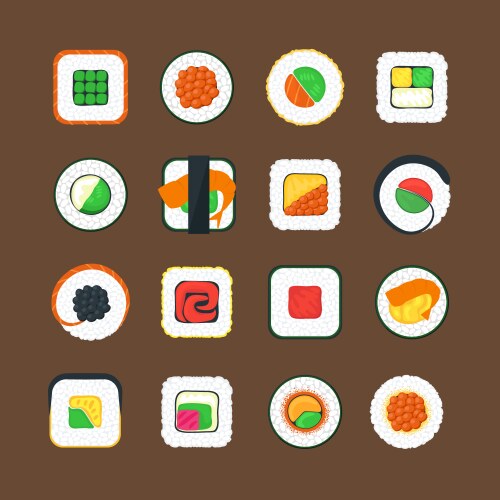 Sushi set icons Royalty Free Vector Image - VectorStock