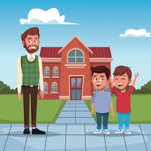 Cartoon school building education Royalty Free Vector Image