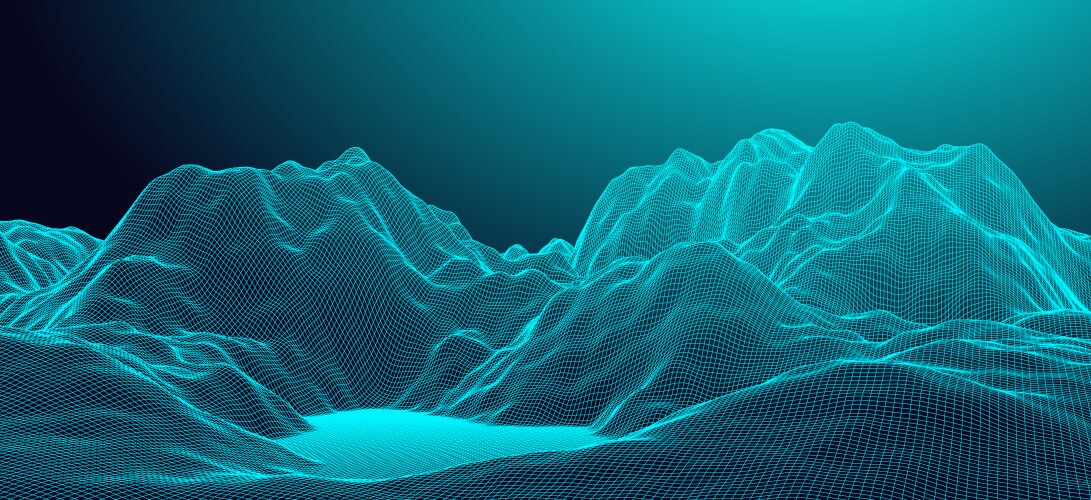 Square pattern wireframe landscape background Vector Image