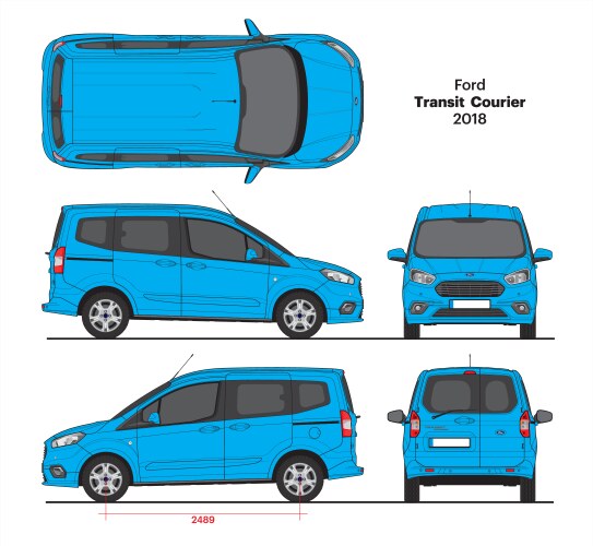 Ford transit courier combi van 2018 Royalty Free Vector