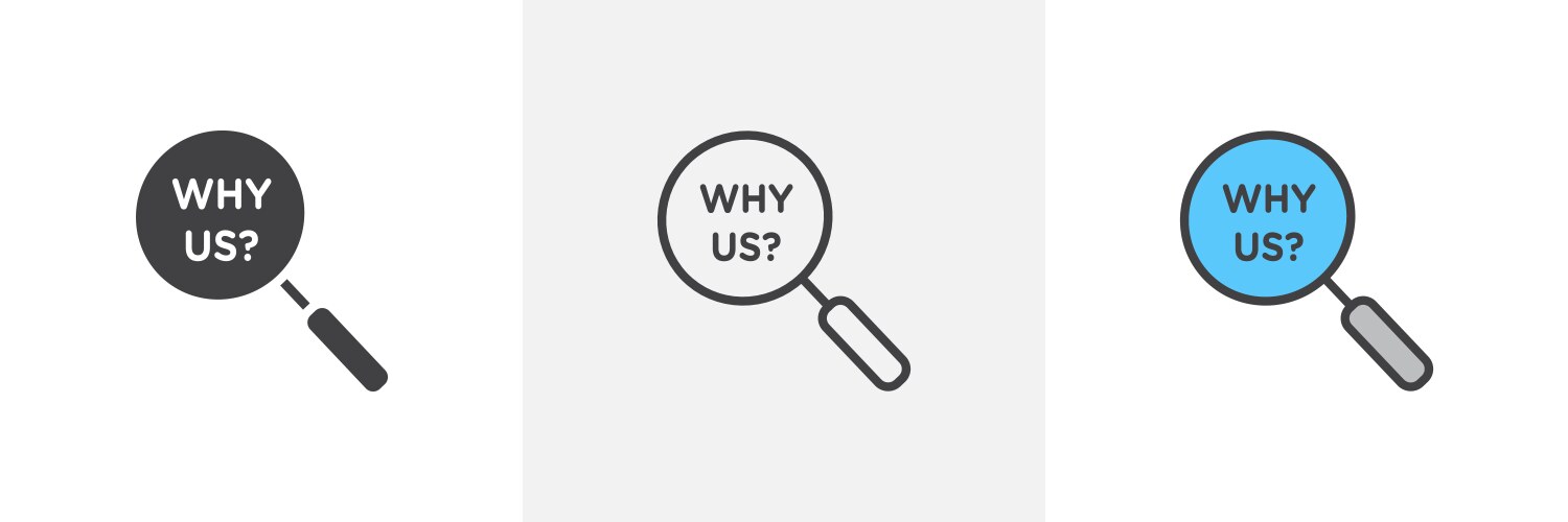 Why us icon set on white background Royalty Free Vector