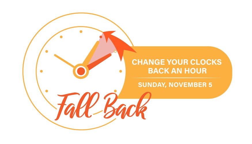 Daylight saving time ends 2023 fall back concept Vector Image