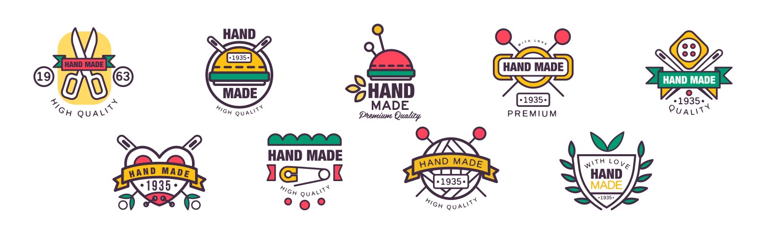 Hand made premium quality logo and label design Vector Image