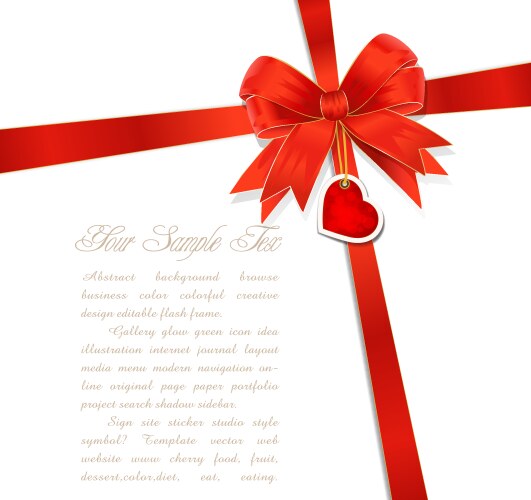Elegant Holiday Background With Red Bow And Place Vector Image