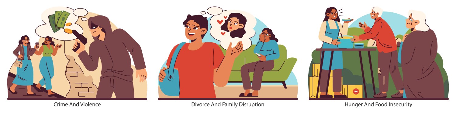 Modern struggles set flat Royalty Free Vector Image