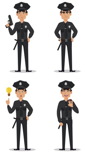 Icons of small child police man Royalty Free Vector Image