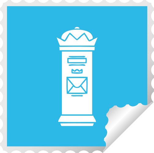 Sticker of a cartoon post box Royalty Free Vector Image