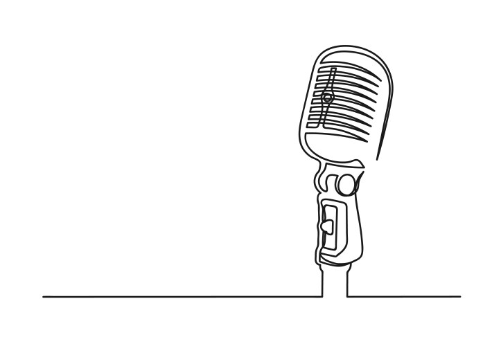 One line drawing stage microphone vintage Vector Image