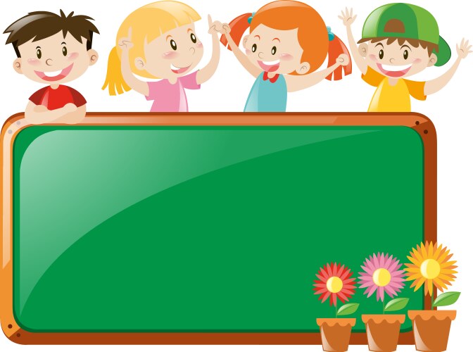 Frame template with kids and vegetables Royalty Free Vector