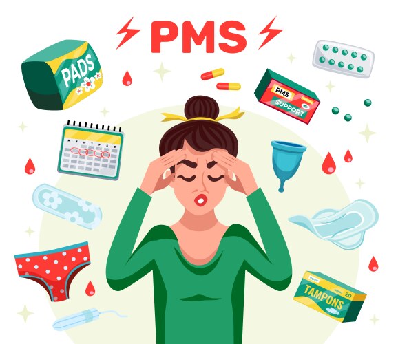 Pms woman poster Royalty Free Vector Image - VectorStock