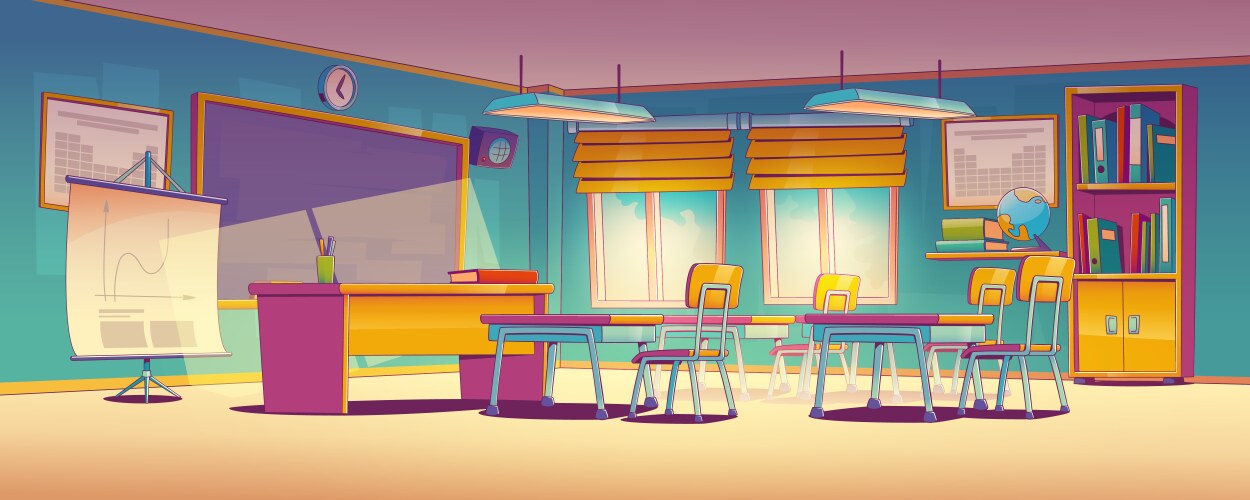 Teacher teaching students in the classroom scene Vector Image