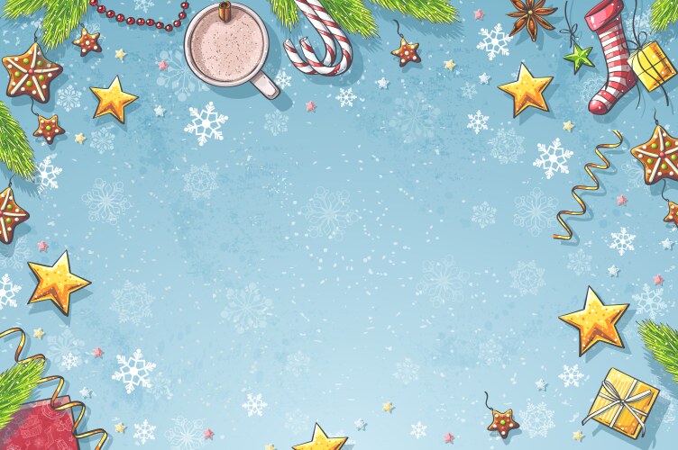 Blue rustic christmas template Royalty Free Vector Image