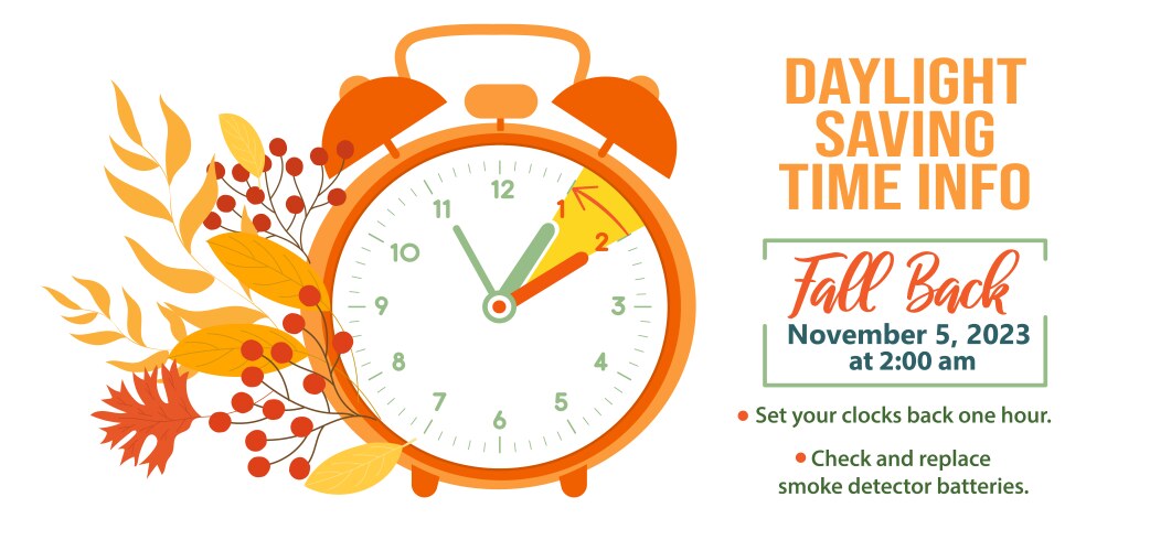 Daylight saving time ends 2023 fall back concept Vector Image