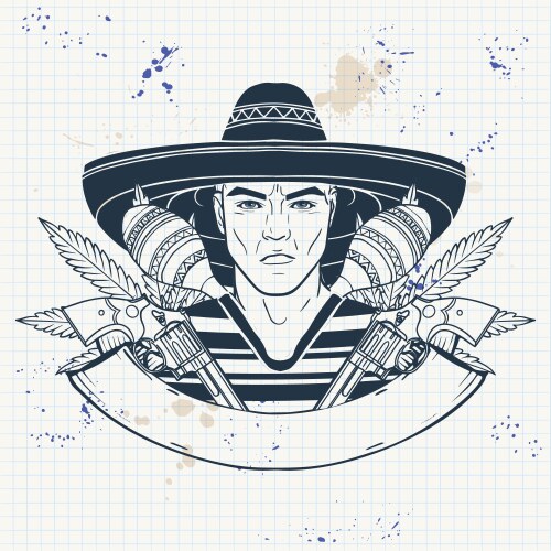 Hand drawn sketch mexican man poster flyer Vector Image