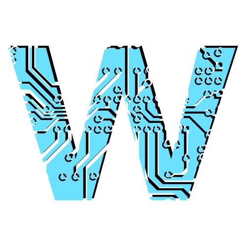 Latin digital letter a perforated with pcb Vector Image