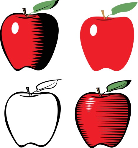 Red Apple Outline Premium Vector | Collection Of Doodle Red Apple With