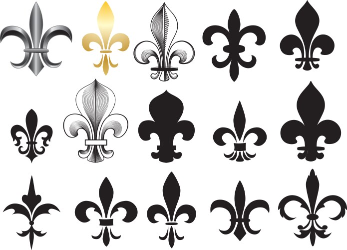 Set of emblems fleur de lys symbols Royalty Free Vector