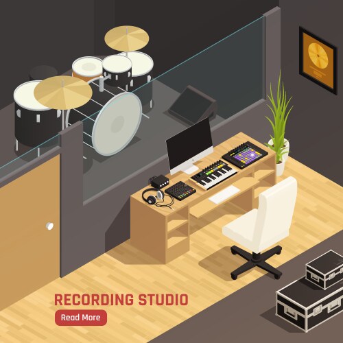 Modern audio recording studio interior Royalty Free Vector
