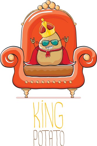 Funny cartoon cute brown smiling king Royalty Free Vector