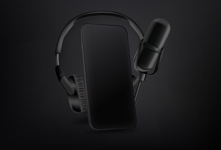 Chatbot robot with microphone and headphones Vector Image