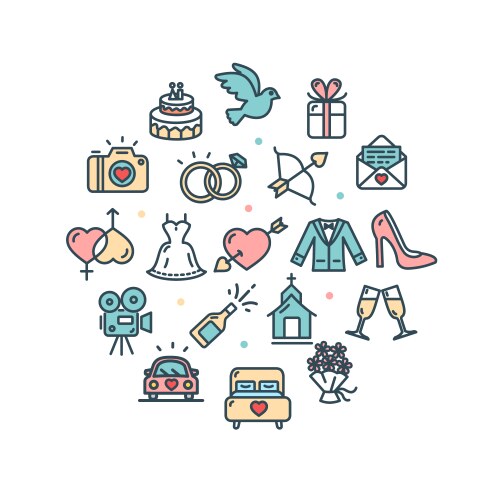 Sketch of wedding design elements Royalty Free Vector Image