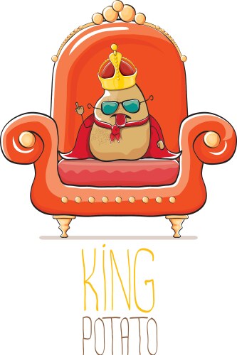Funny cartoon cute brown smiling king Royalty Free Vector