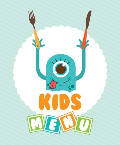 Cute colorful kids meal menu design Royalty Free Vector