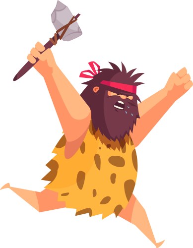 Primitive man smiling composition Royalty Free Vector Image