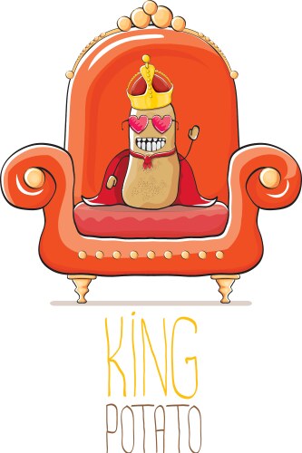 Funny cartoon cute brown smiling king Royalty Free Vector