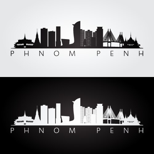 Phnom penh landmarks and monuments Royalty Free Vector Image