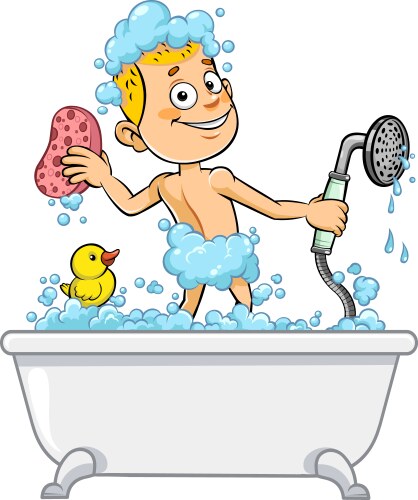 Cartoon child taking a bath Royalty Free Vector Image