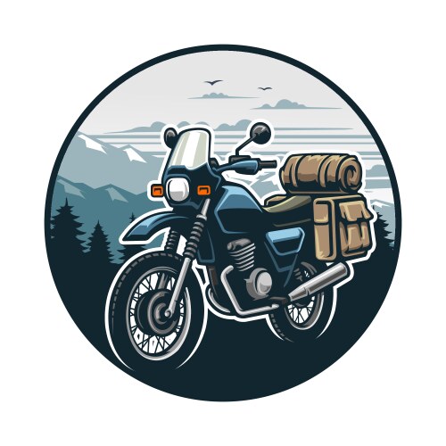 Adventure trail motor bike color logo Royalty Free Vector