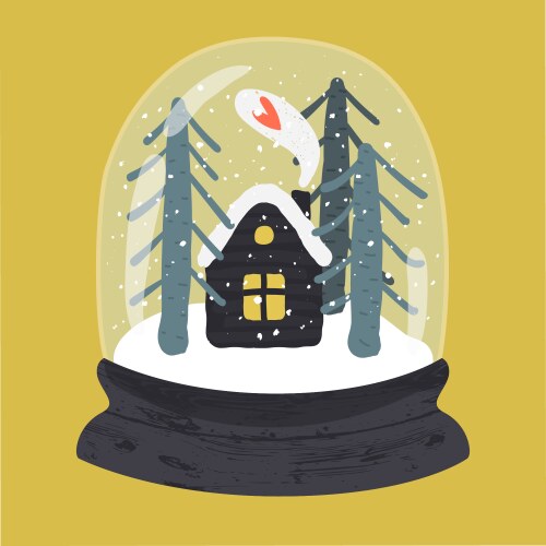 Colorful christmas poster with cartoon snow globe Vector Image